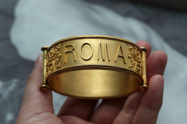 LAELIUS Antiques – 19th Century Grand Tour Gold ROMA Bangle