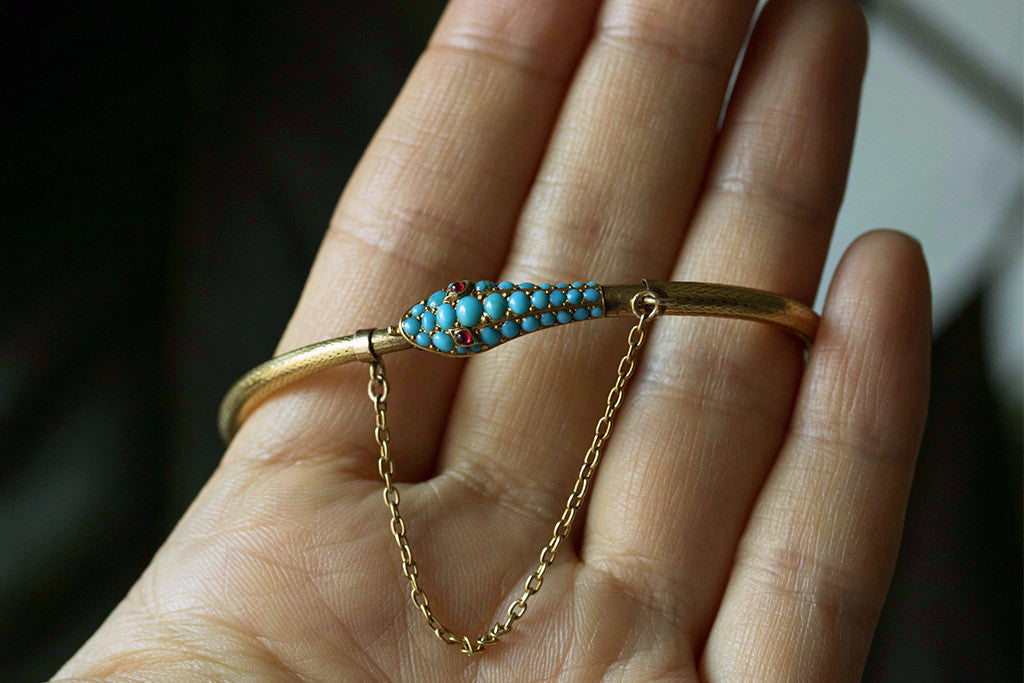 antique gold and turquoise bracelet